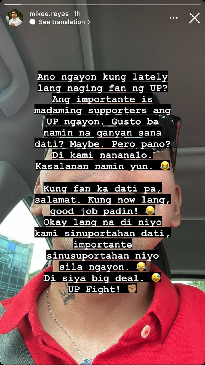 'Good job': Mikee Reyes defends new UP fans as team on verge of another title | OneSports.PH